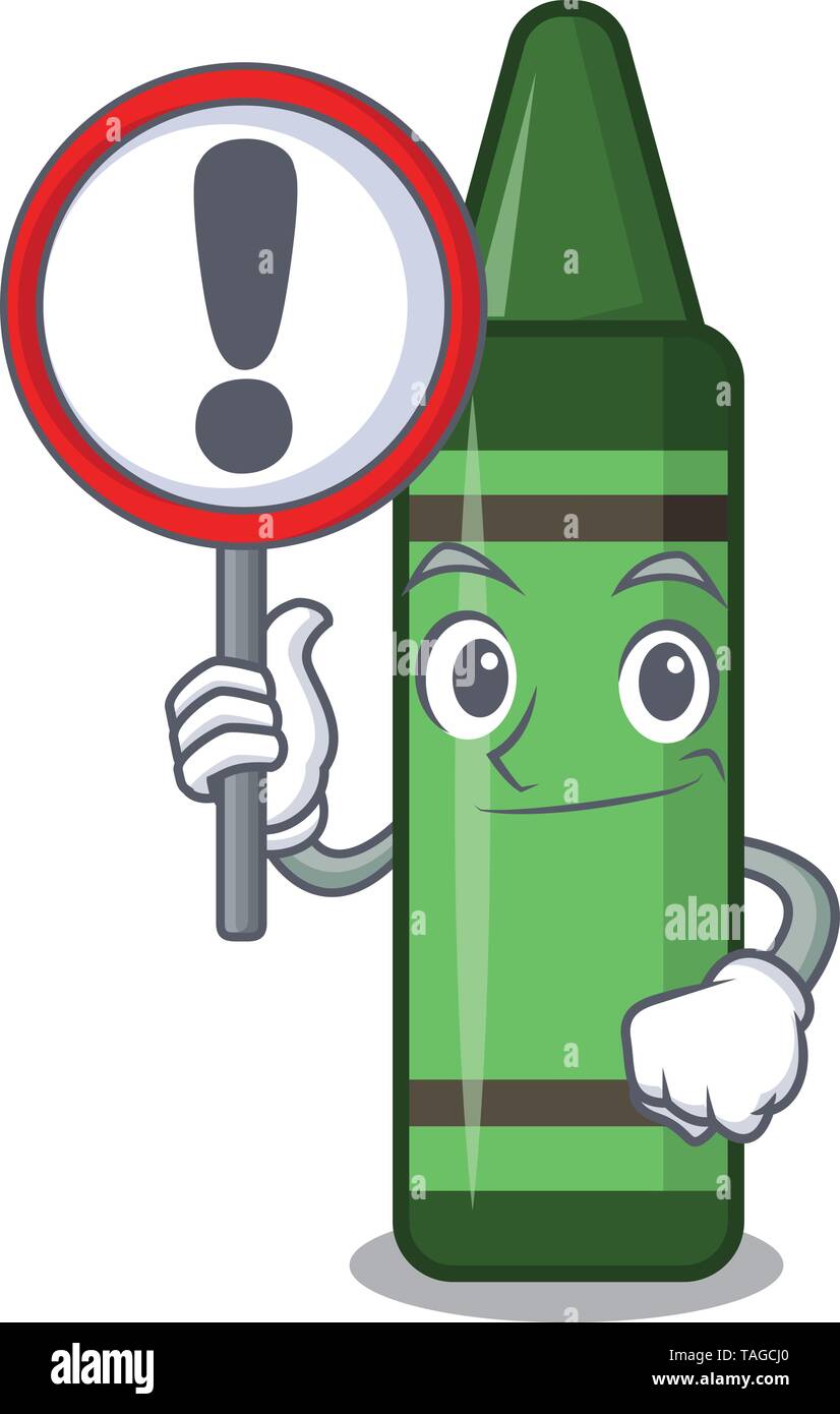 With sign green crayon above character wooden table Stock Vector Image ...