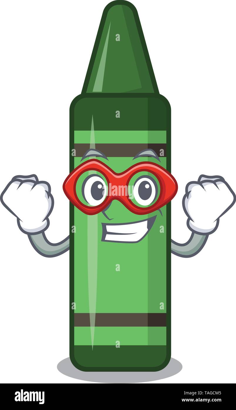 Super hero green crayon isolated in the cartoon Stock Vector Image ...