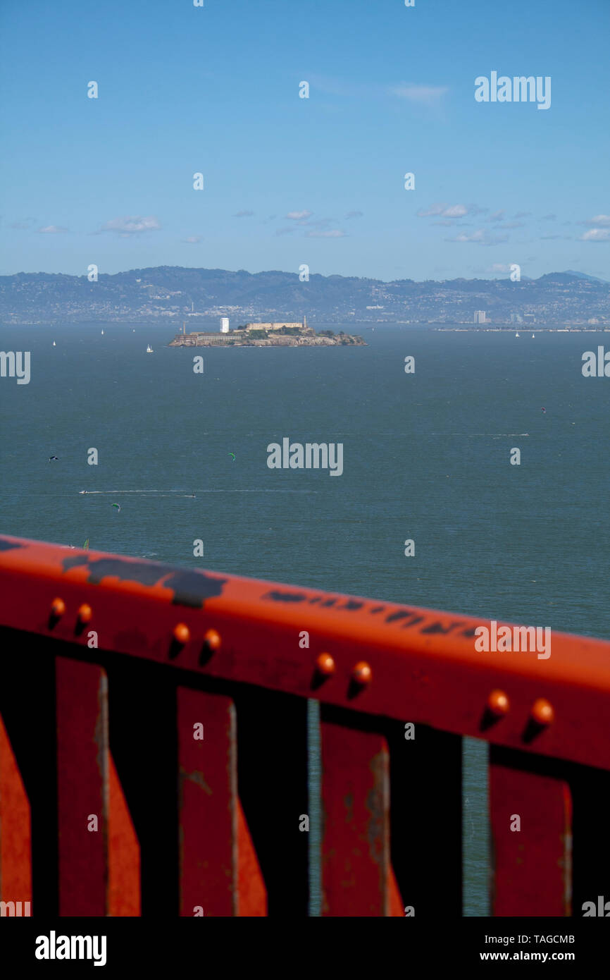 View of Alcatraz from the Golden Gate Bridge Stock Photo - Alamy