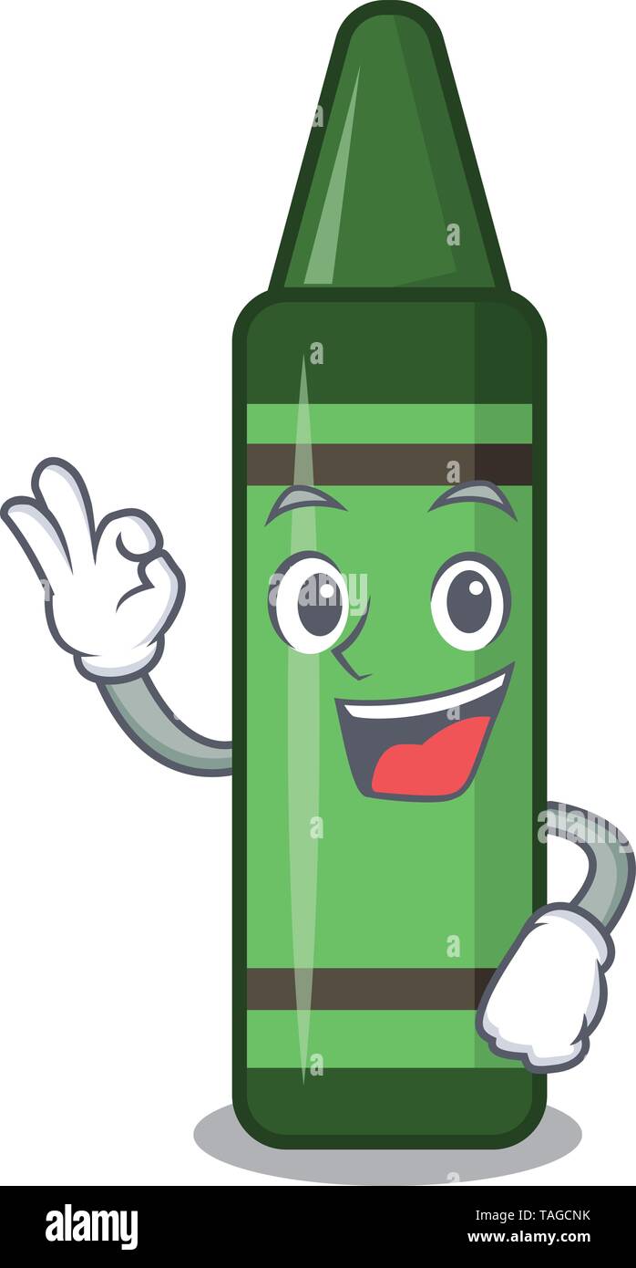 Okay green crayon isolated in the cartoon Stock Vector Image & Art - Alamy