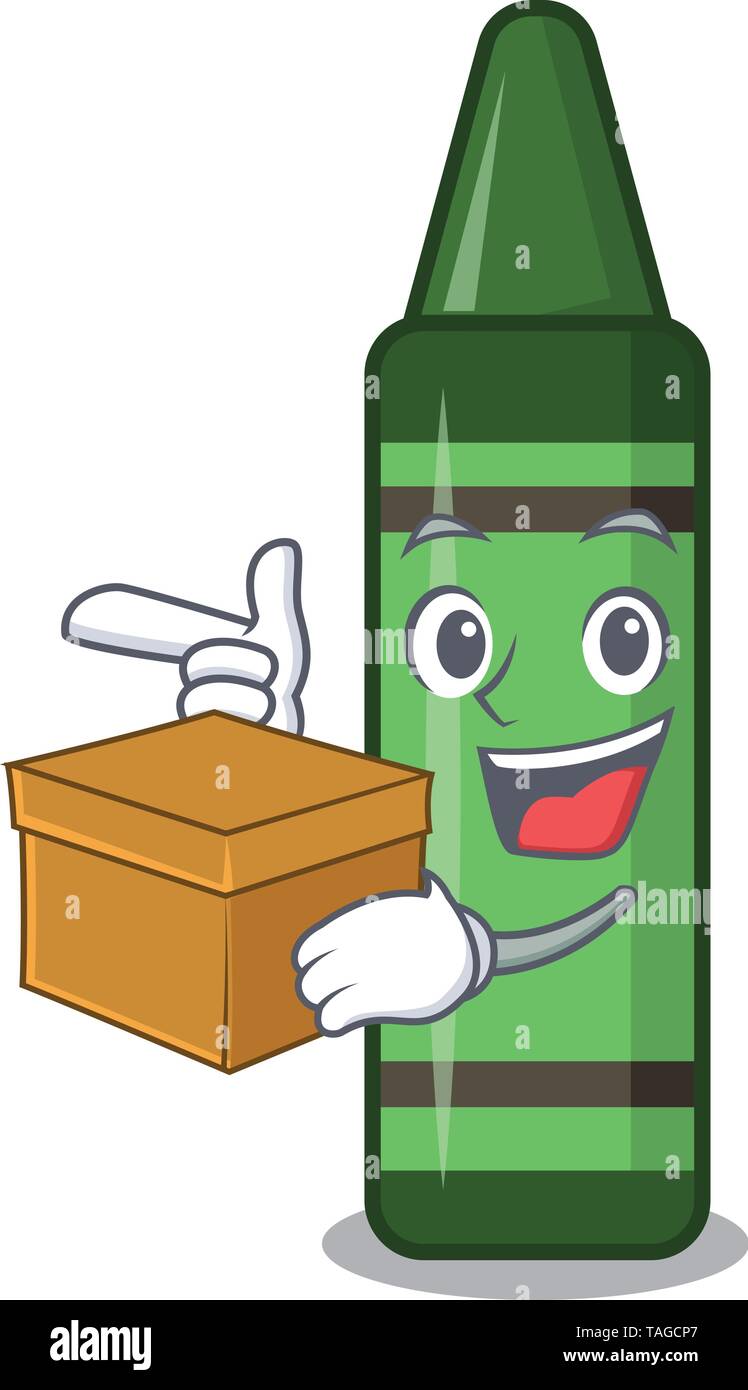 With box green crayon isolated in the cartoon Stock Vector Image & Art ...