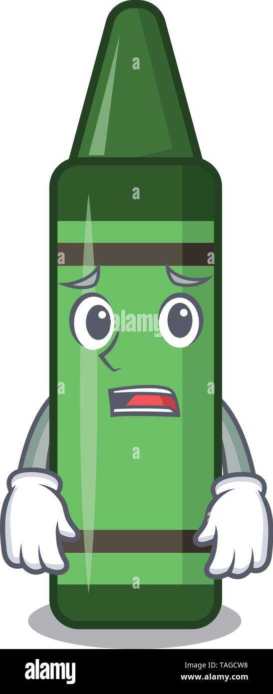 Afraid green crayon in the mascot shape Stock Vector Image & Art - Alamy