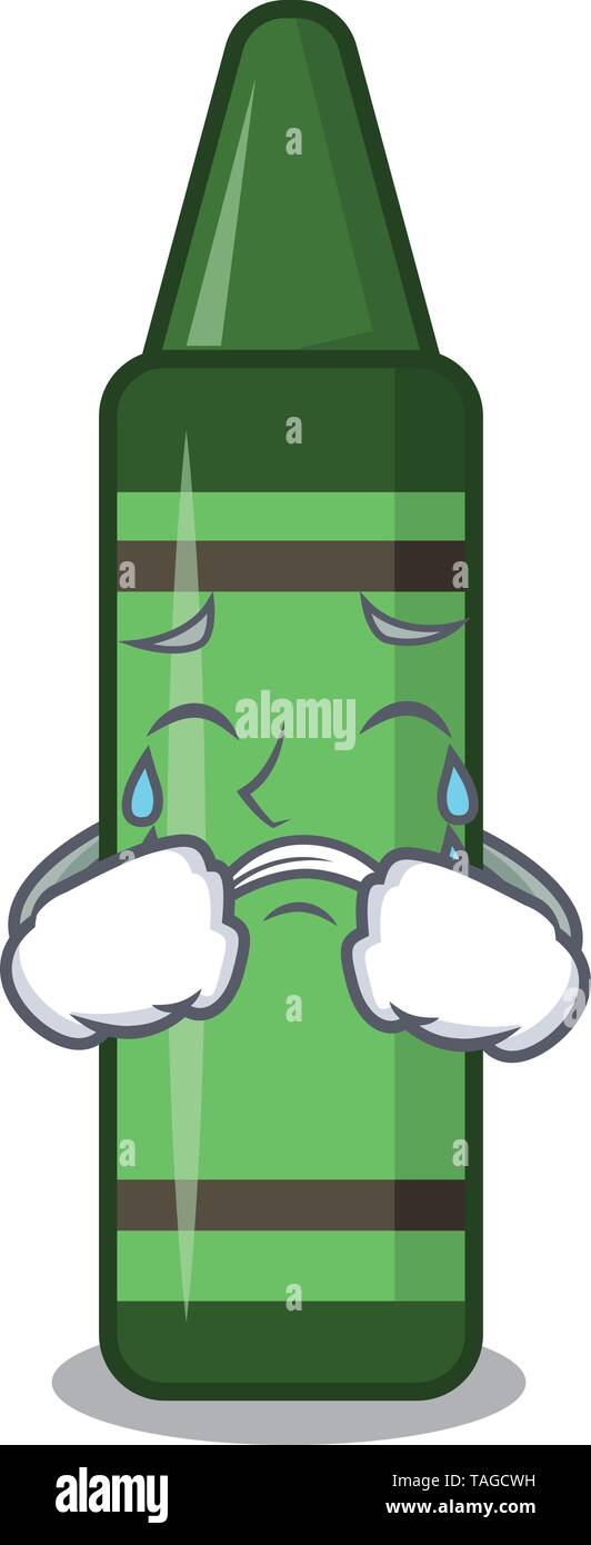 Crying green crayon in the mascot shape Stock Vector Image & Art - Alamy