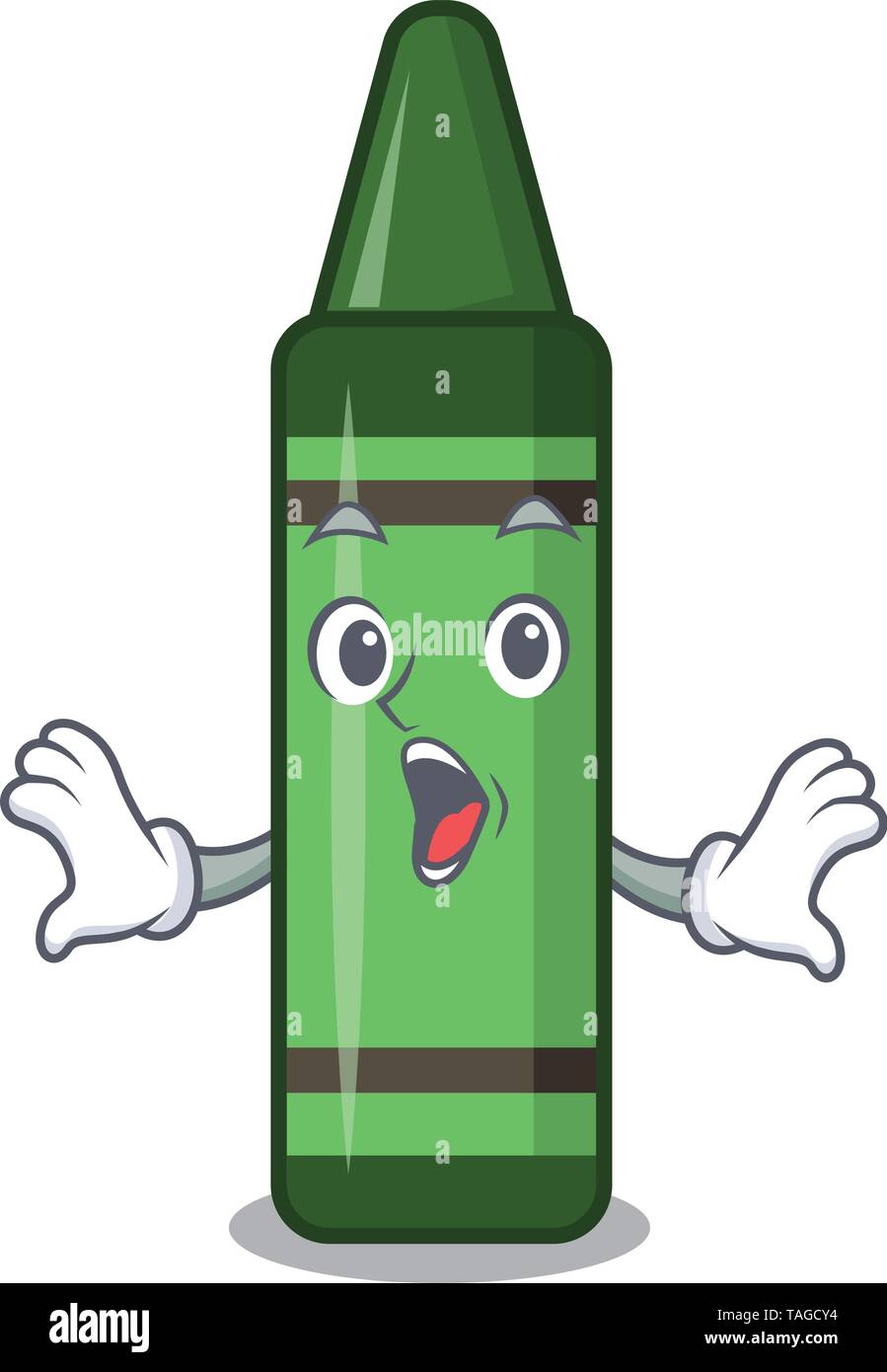 Surprised green crayon in the mascot shape Stock Vector Image & Art - Alamy