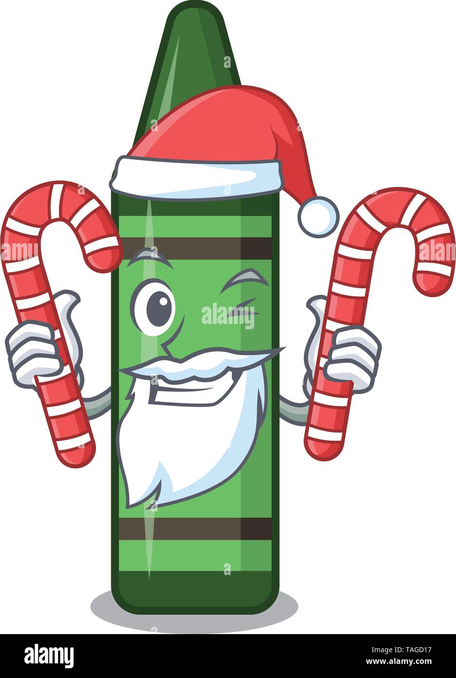 Santa with candy green crayons in the cartoon gutters Stock Vector ...