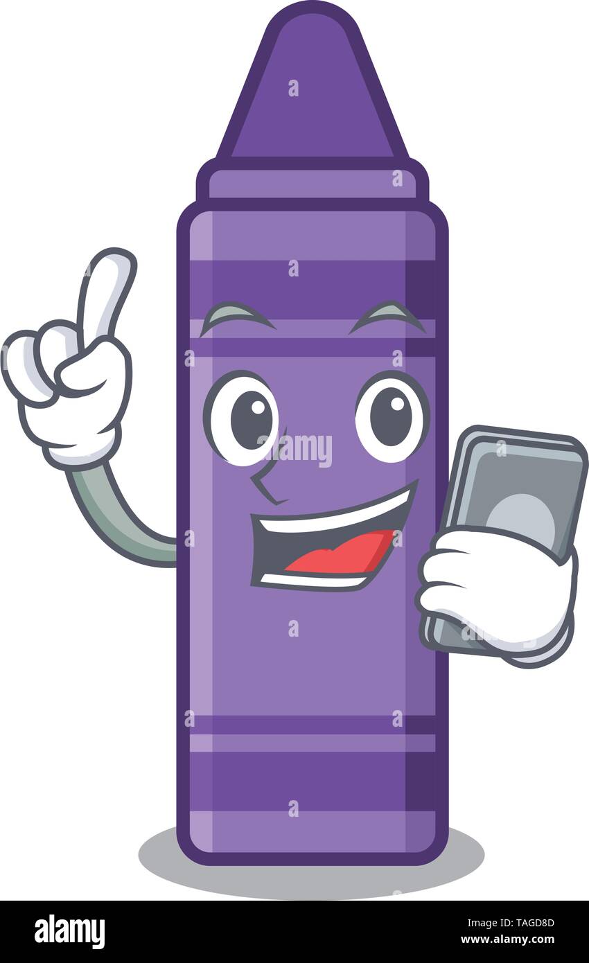 With phone purple crayon above the cartoon book Stock Vector Image ...