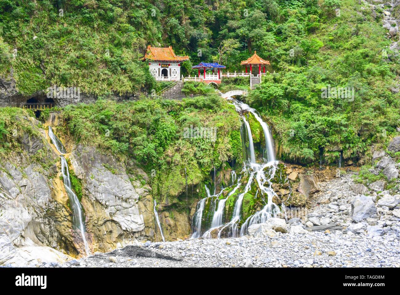 Eternal Spring Shrine or Changchun Shrine with Waterfalls in Taiwan ...