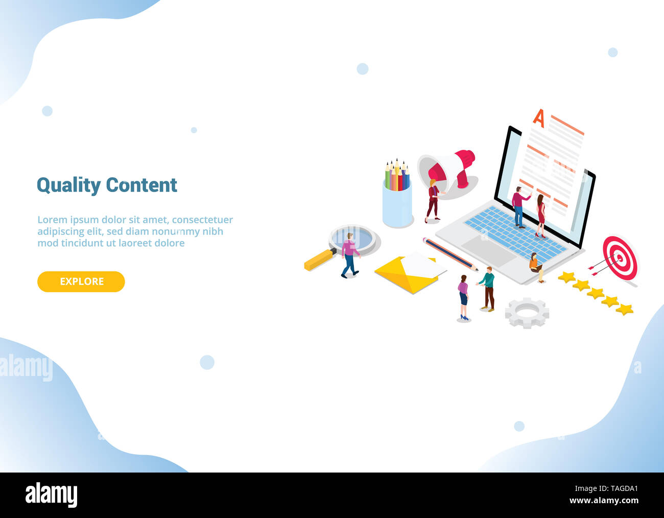 high quality content concept with team people editor with paper ...