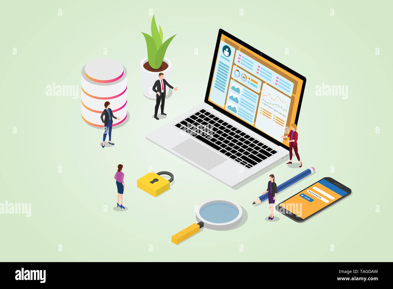 cms content management system concept with laptop and website page with ...