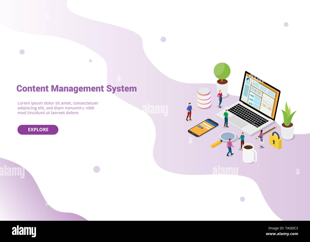 cms content management system concept with laptop and website page with ...