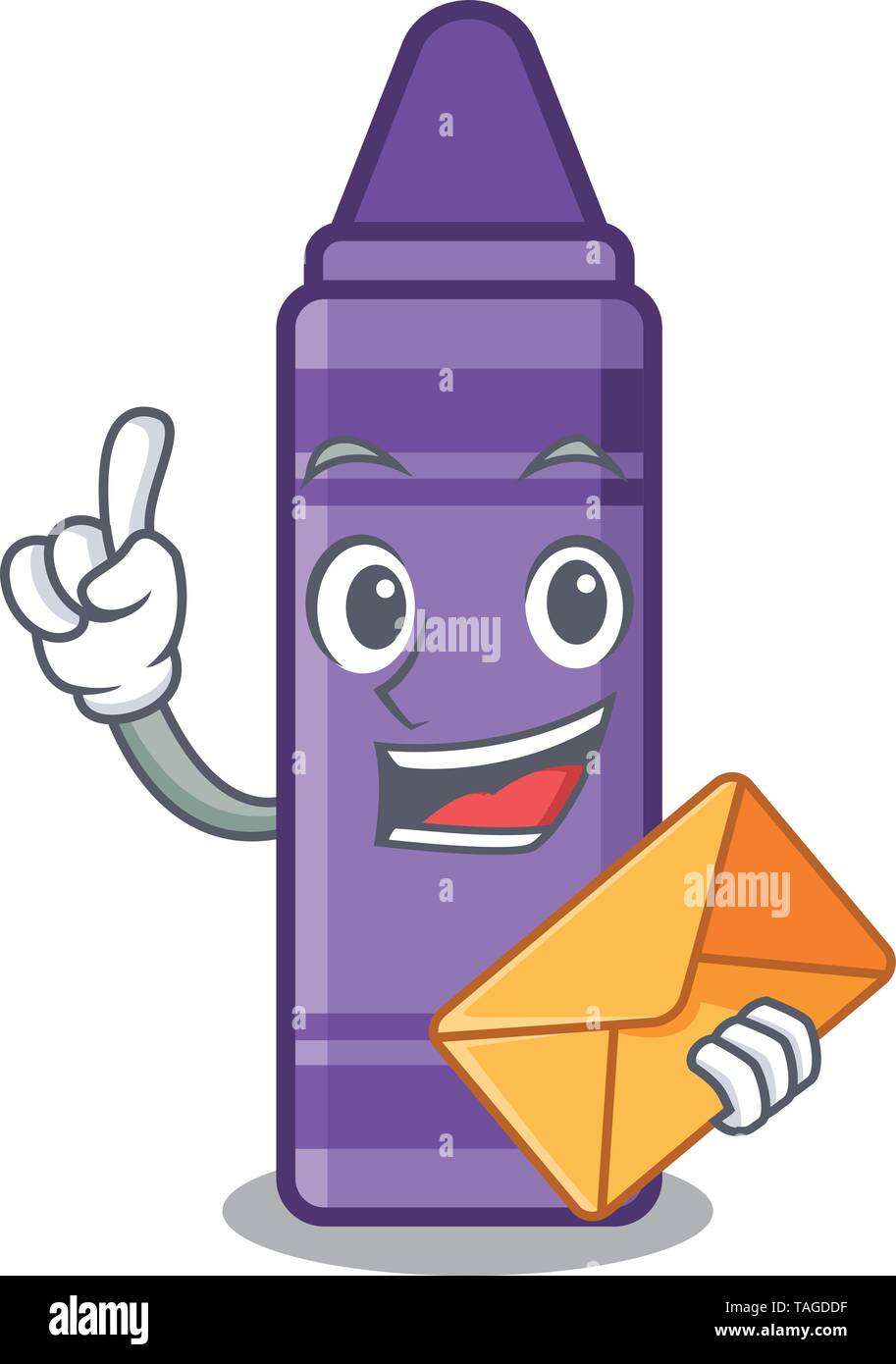 With envelope purple crayon in the cartoon shape Stock Vector Image ...