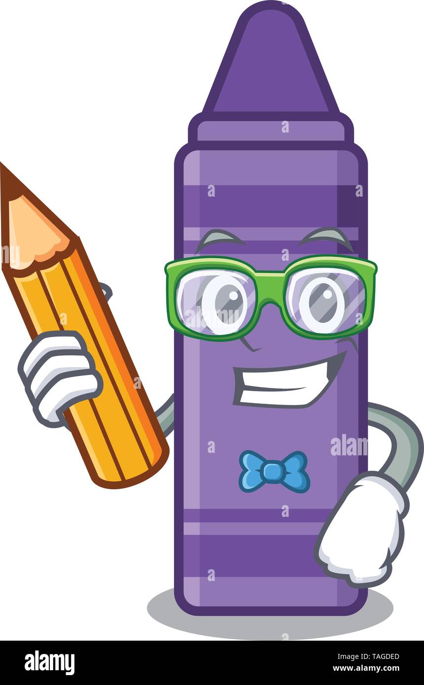 Student purple crayon in the cartoon shape Stock Vector Image & Art - Alamy