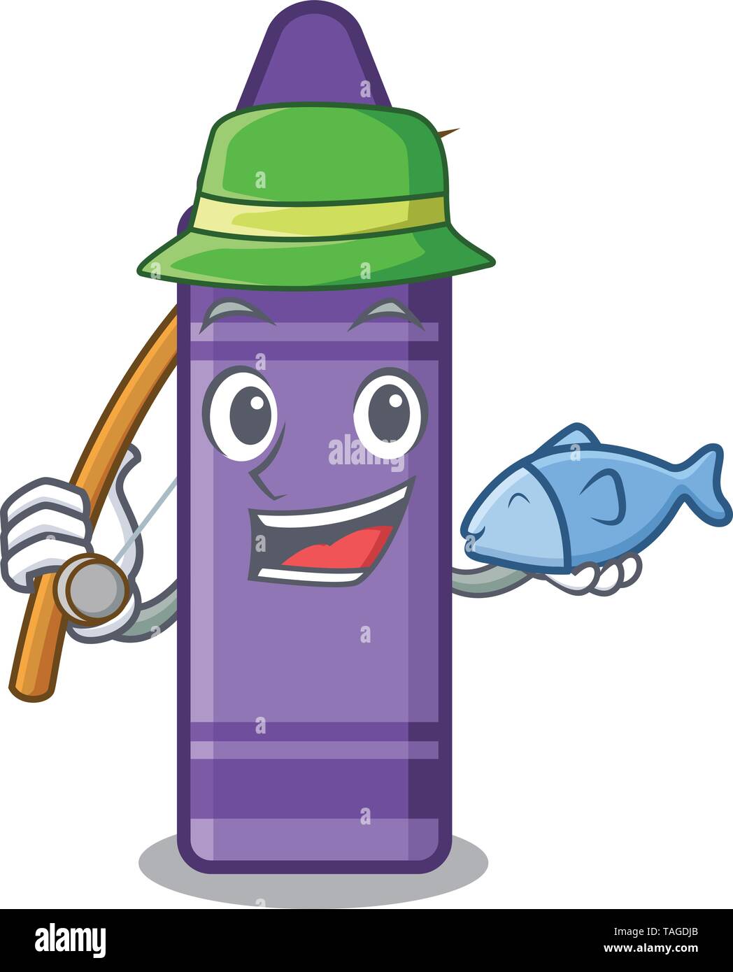 Fishing purple crayon isolated with the character Stock Vector Image ...