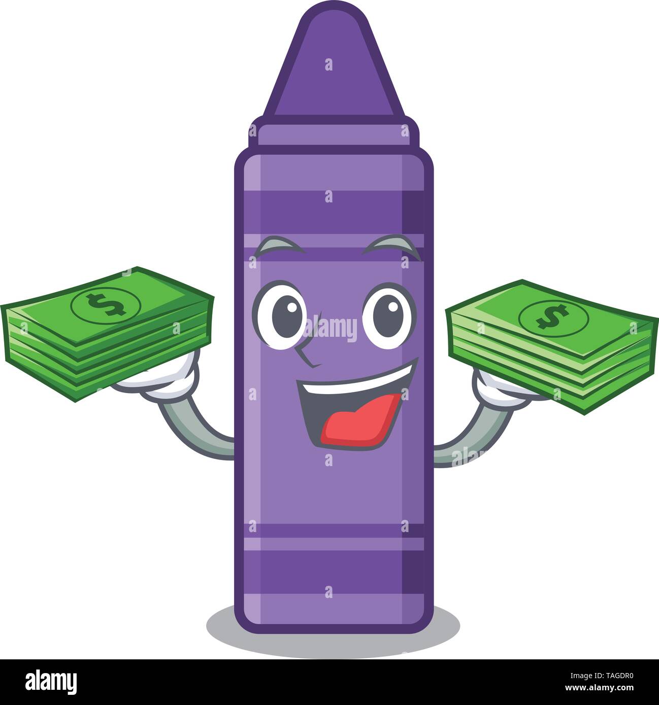 With money bag purple crayon isolated with the character Stock Vector ...