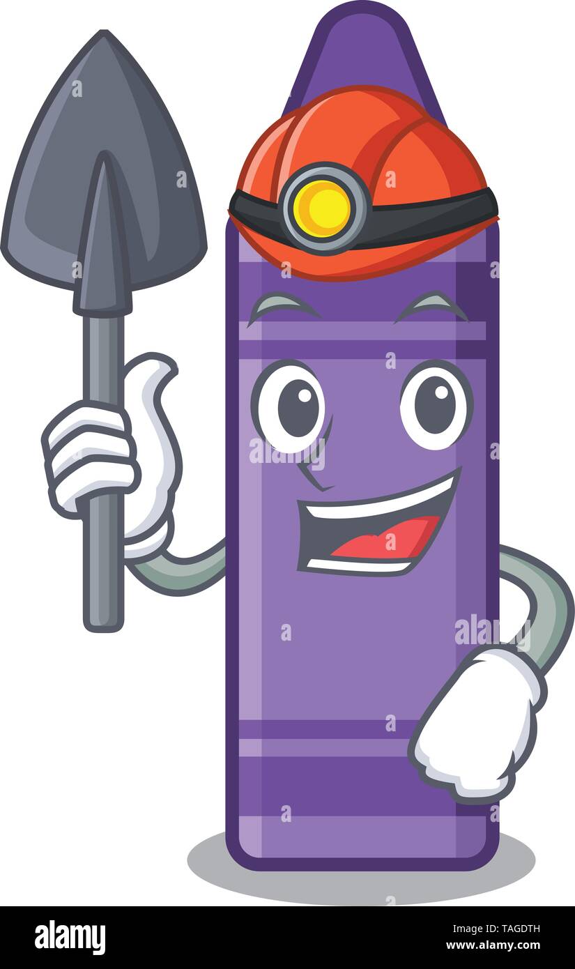 Miner purple crayon isolated with the character Stock Vector Image ...