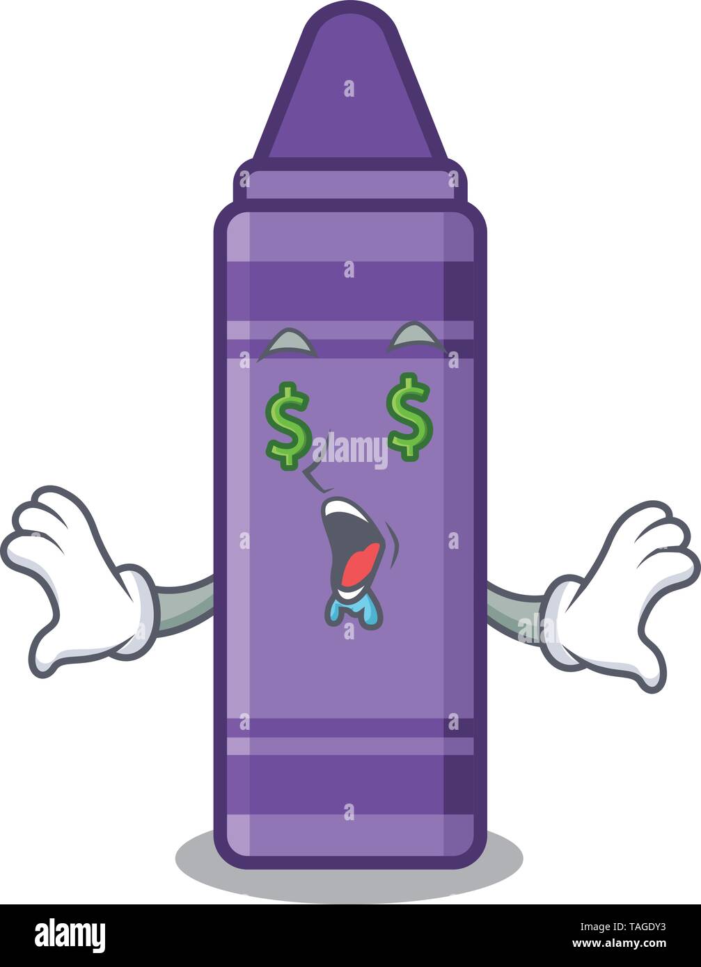 Money eye purple crayon in a mascot bag Stock Vector Image & Art - Alamy
