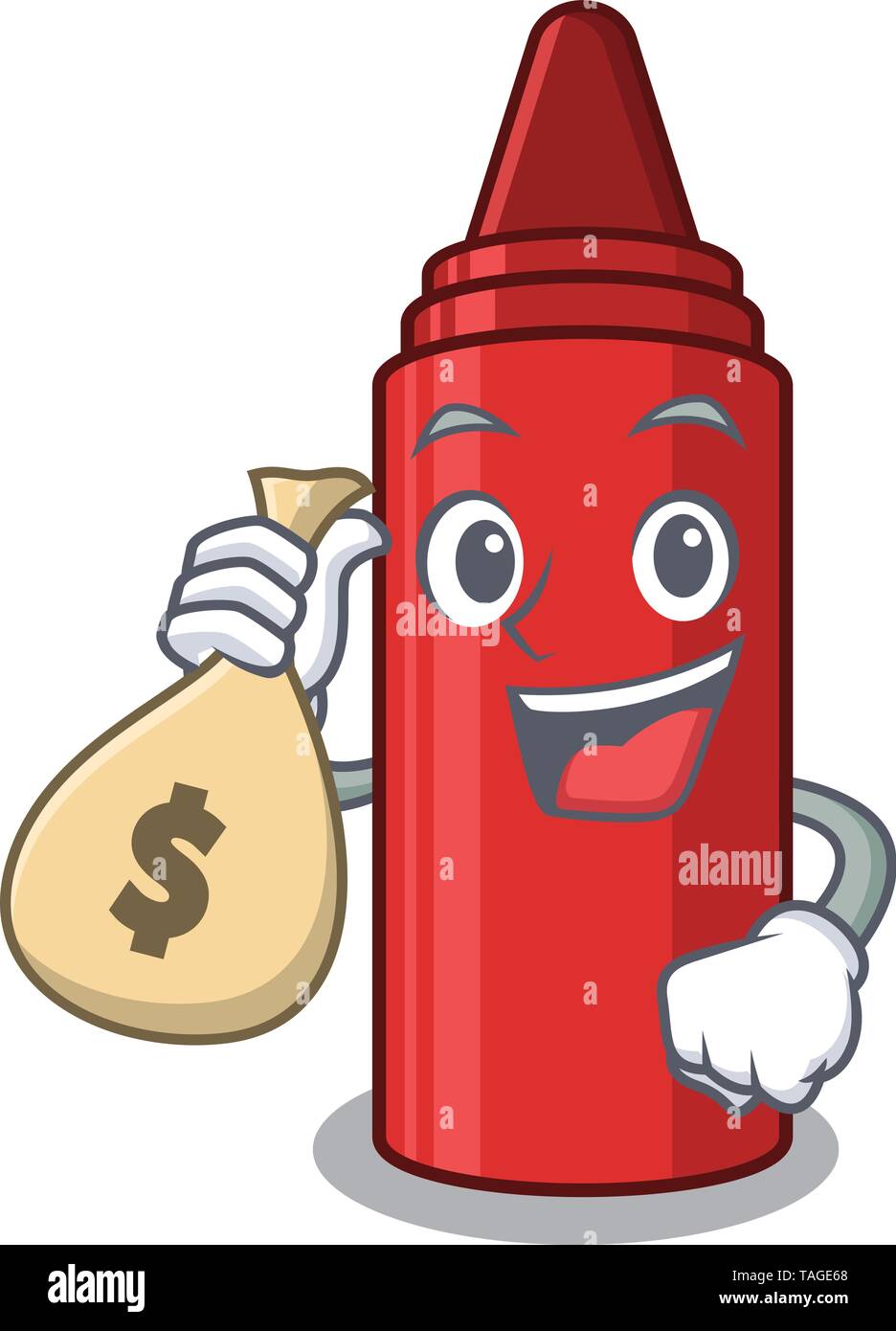 With money bag red crayon isolated with the mascot Stock Vector Image ...