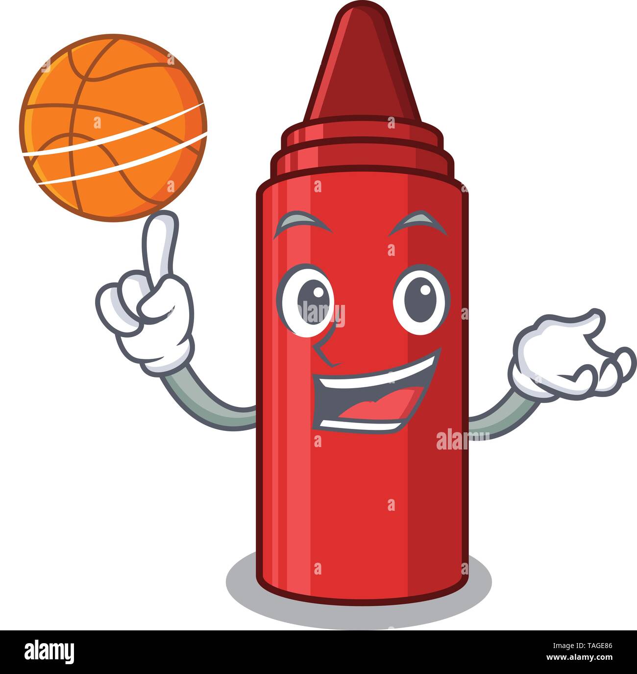 With basketball red crayon isolated with the mascot Stock Vector Image ...
