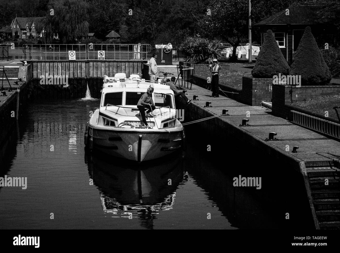 Locks on the river Black and White Stock Photos & Images - Alamy