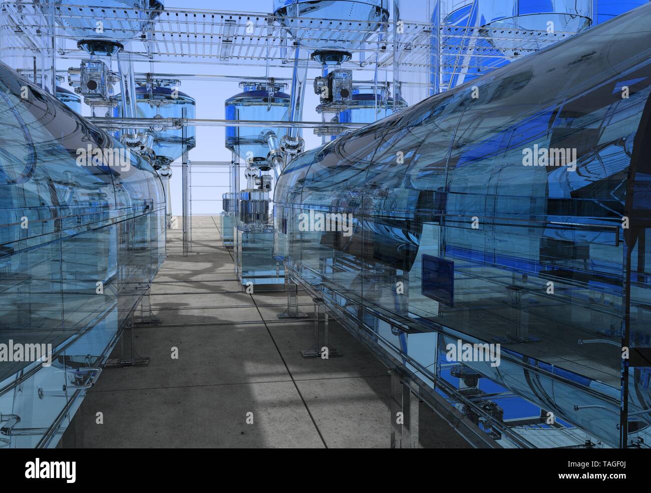 oil refinery, glass factory, exterior visualization, 3D illustration ...