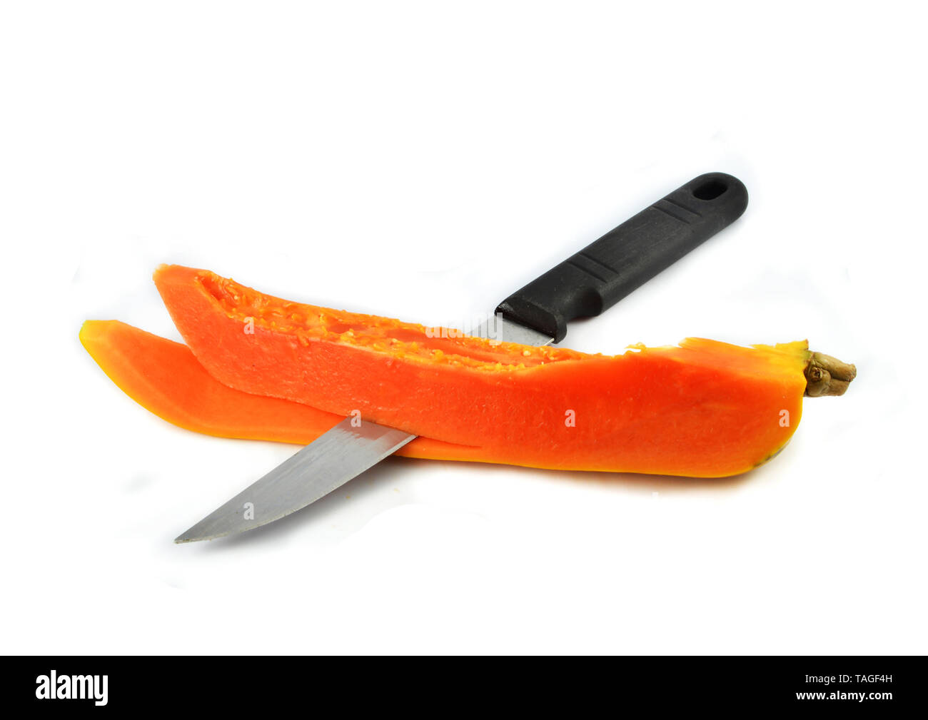 Papaya top section view Cut Out Stock Images & Pictures - Alamy