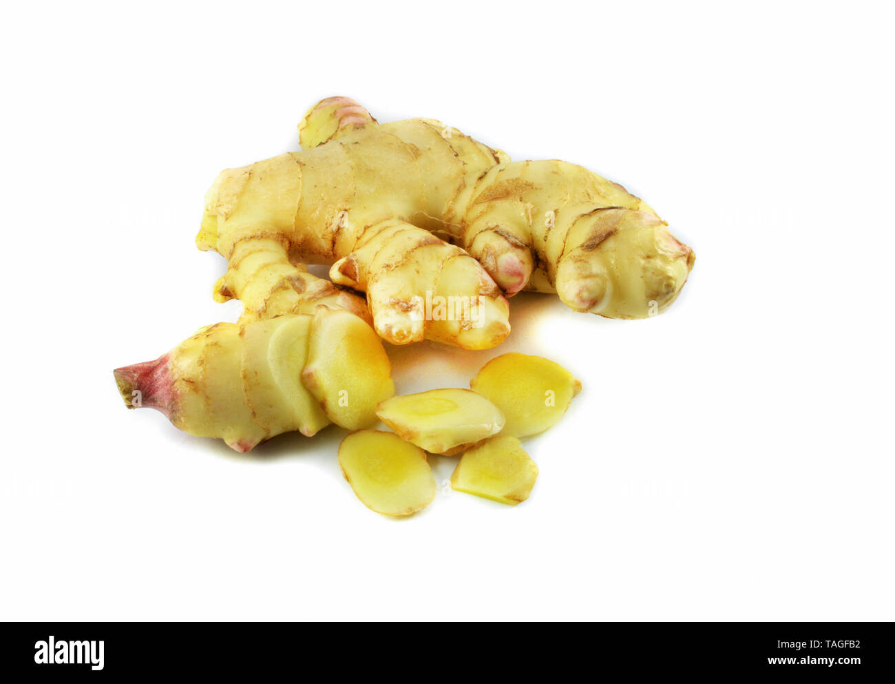 Fresh ginger root from the farm isolated on white background - Herb ...