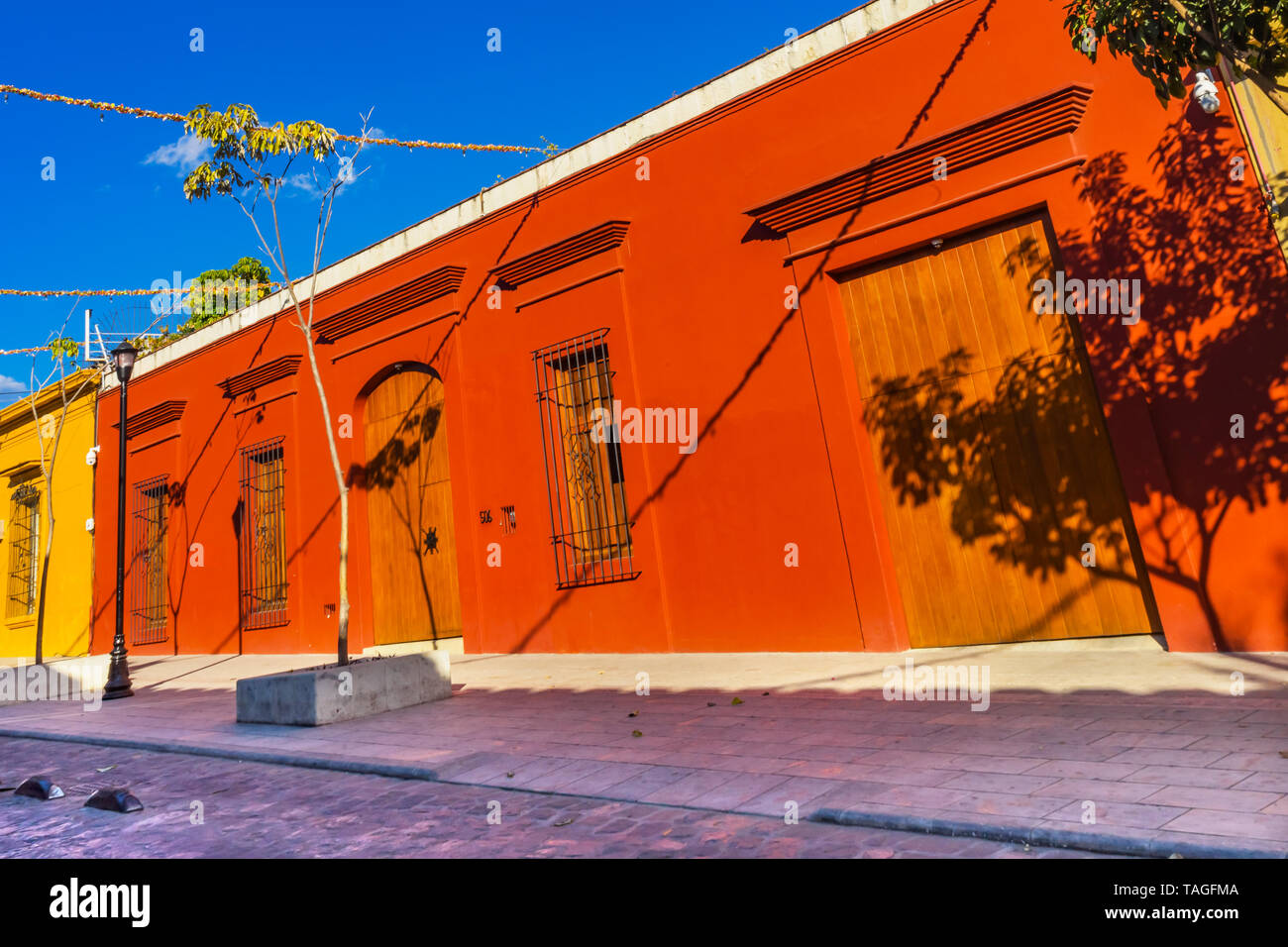 Colorful Mexican Orange Yellow Blue Street Oaxaca Juarez Mexico Stock ...