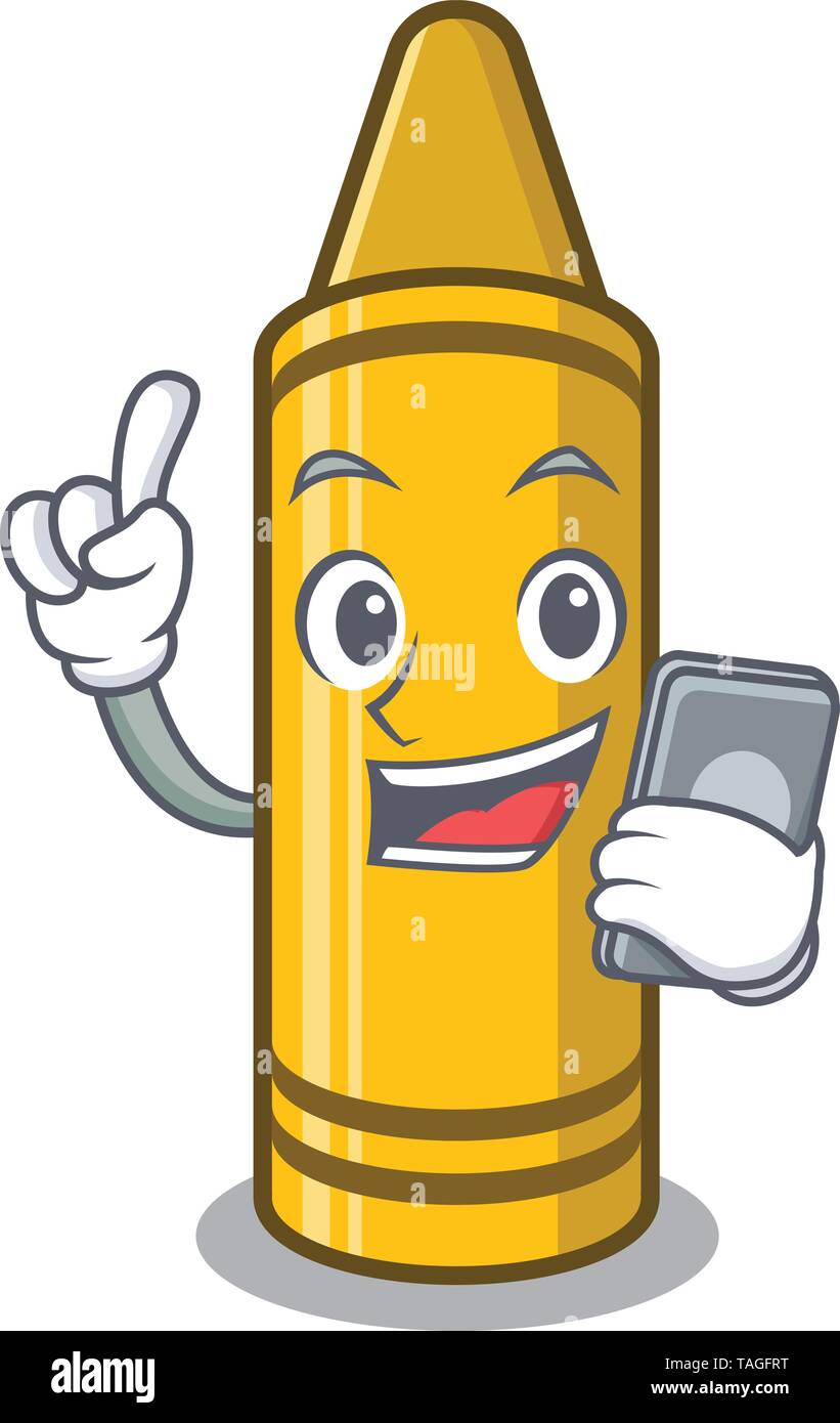With phone yellow crayon in the character chair Stock Vector Image ...