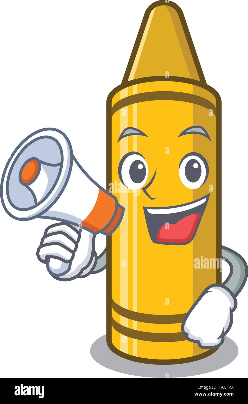 With megaphone yellow crayon in the character chair Stock Vector Image ...