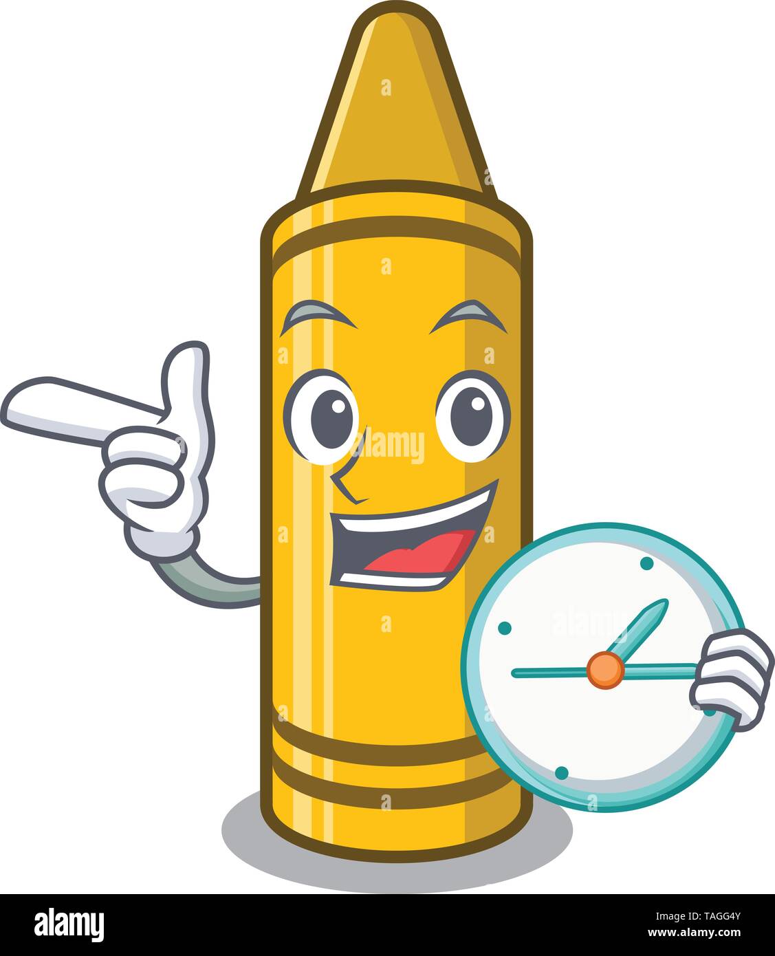 With clock yellow crayon in the cartoon shape Stock Vector Image & Art ...