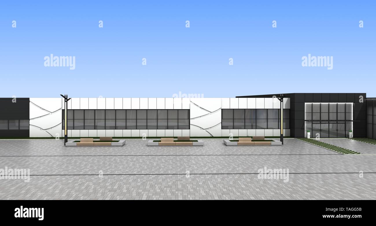 3d render exterior mall, exterior visualization, 3D illustration Stock ...
