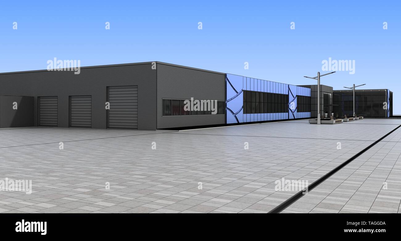 3d render exterior mall, exterior visualization, 3D illustration Stock ...