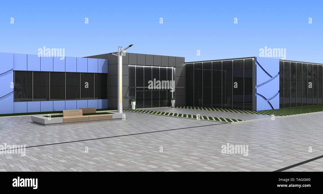 3d render exterior mall, exterior visualization, 3D illustration Stock ...
