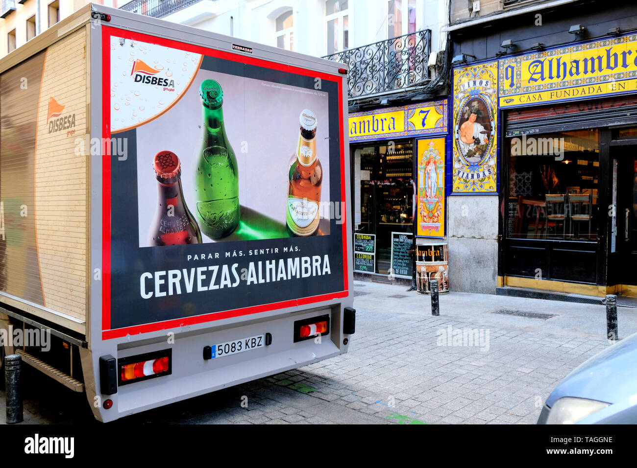 Disbesa beer delivery truck with advertising for Alhambra beers in ...
