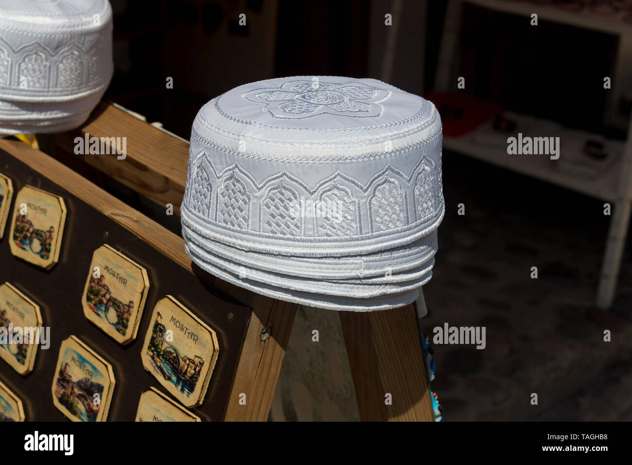 White Fez part of islamic, muslim tradition Stock Photo - Alamy
