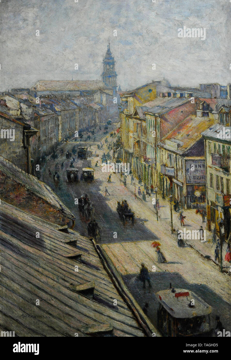Wladyslaw Podkowinski (1866-1895). Polish painter. Nowy Swiat Street in ...