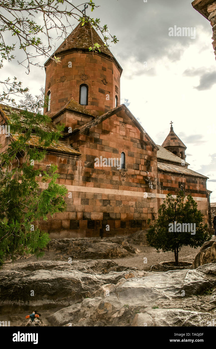 View of the backside on the medieval Church of the Holy Virgin with a ...