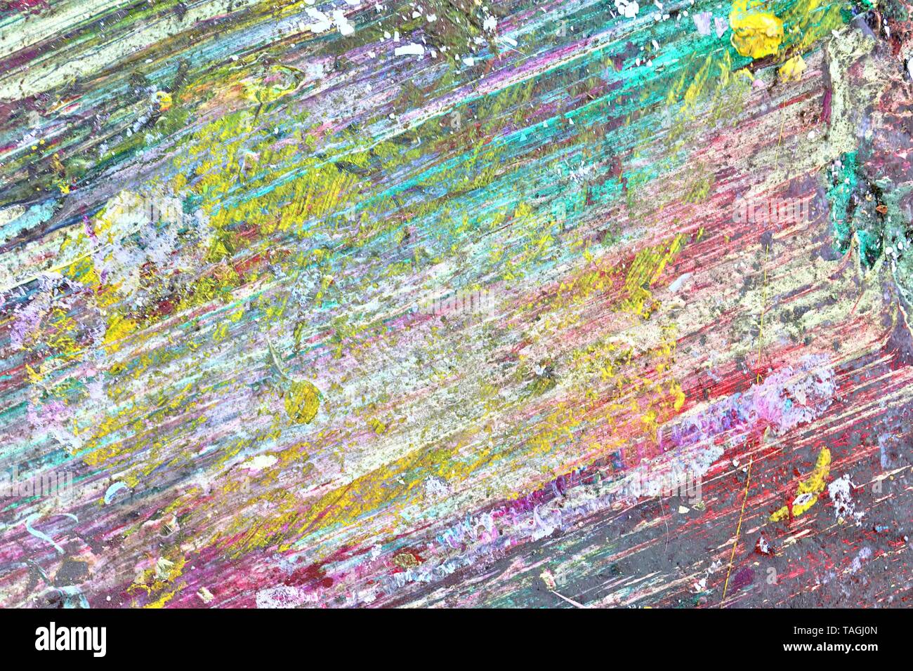 Colorful paint splashes at old and weathered concrete walls Stock Photo ...