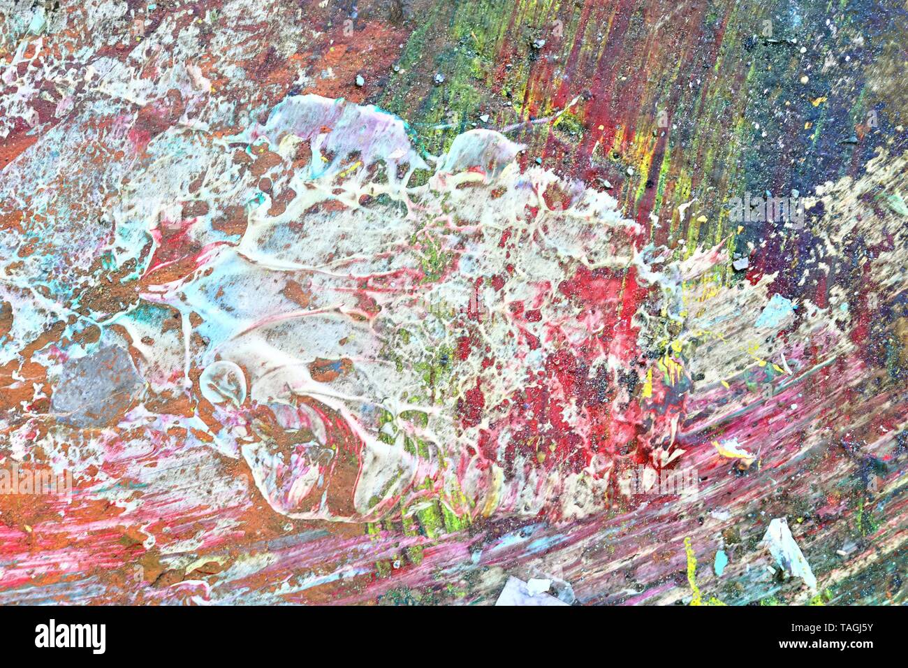 Colorful paint splashes at old and weathered concrete walls Stock Photo ...