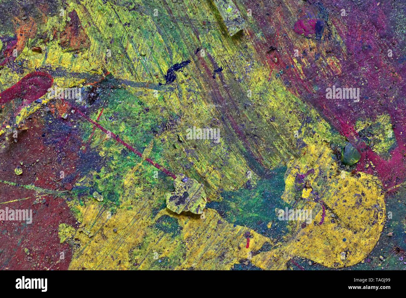 Colorful paint splashes at old and weathered concrete walls Stock Photo ...