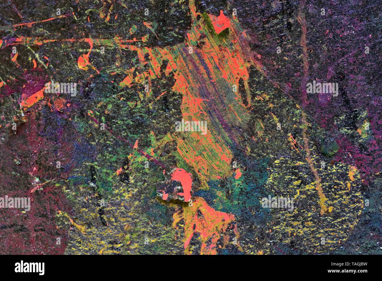 Colorful paint splashes at old and weathered concrete walls Stock Photo ...