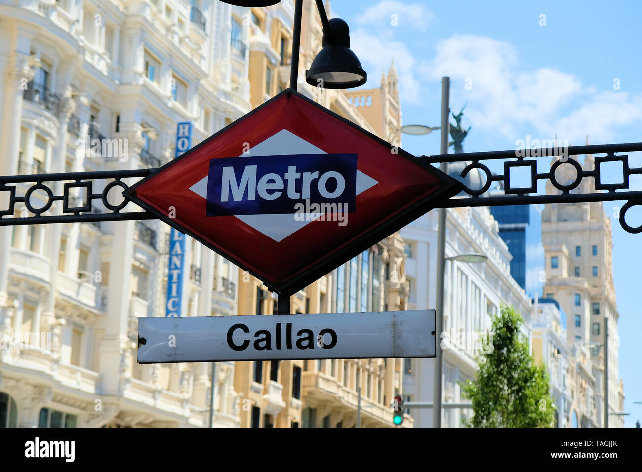 Sign for the Callao metro stop in downtown Madrid, Spain Stock Photo ...