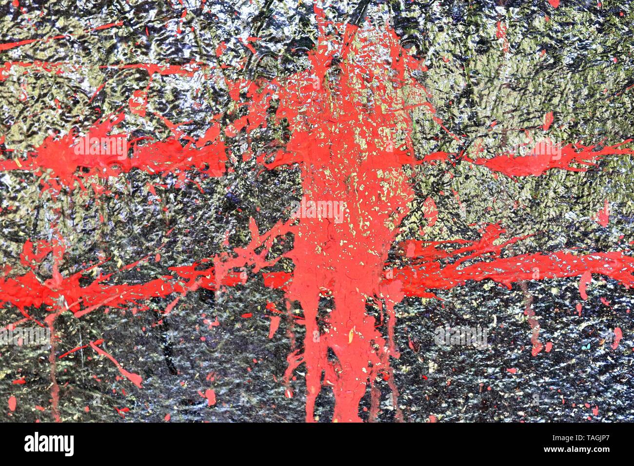 Colorful paint splashes at old and weathered concrete walls Stock Photo ...