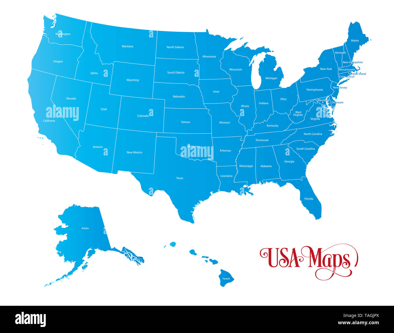 Flat political map of usa hi-res stock photography and images - Alamy