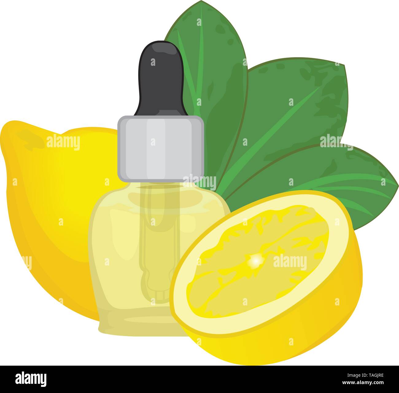 Lemon essential oil vector illustration Aromatherapy Health care Stock ...