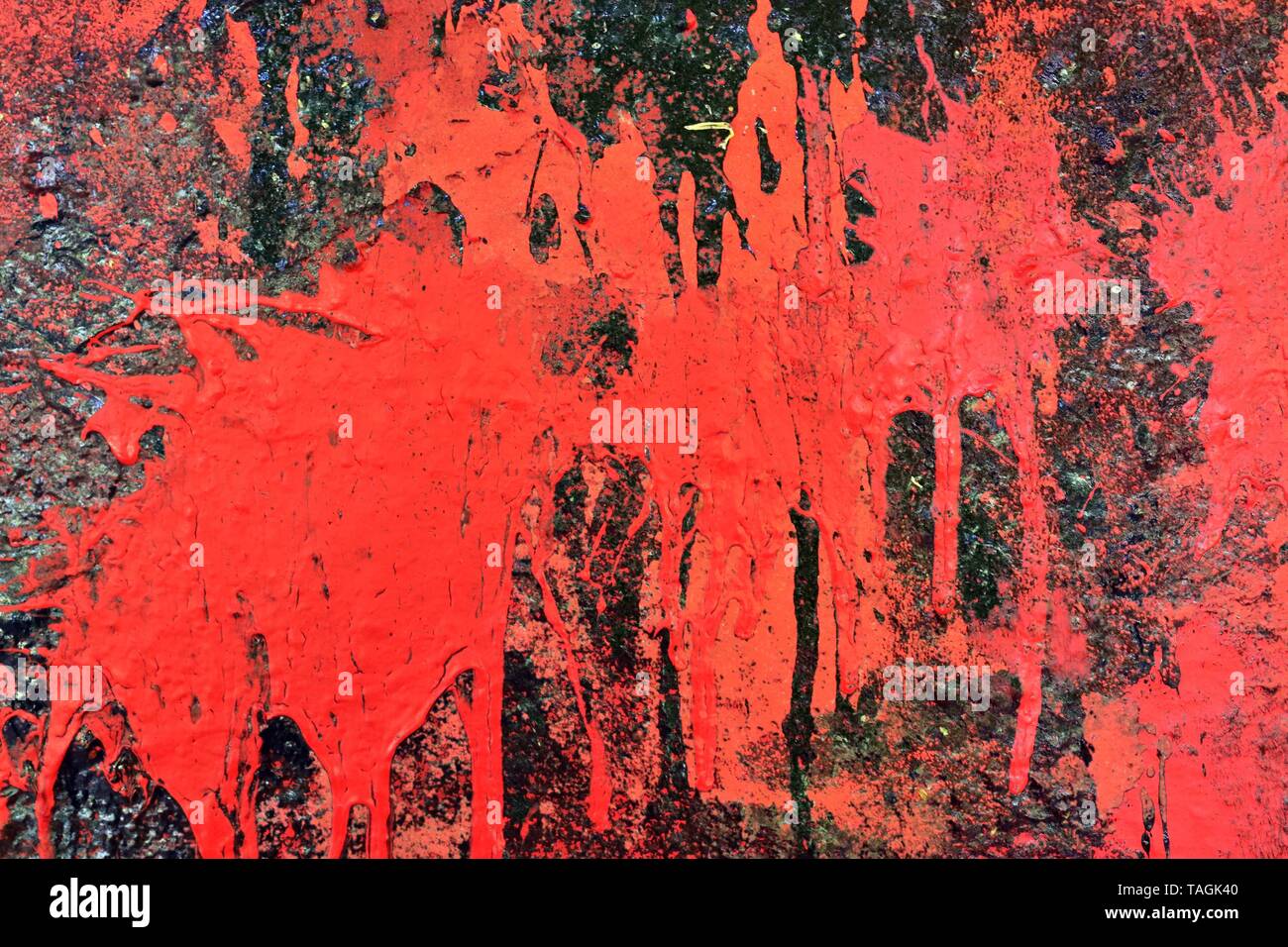 Colorful paint splashes at old and weathered concrete walls Stock Photo ...