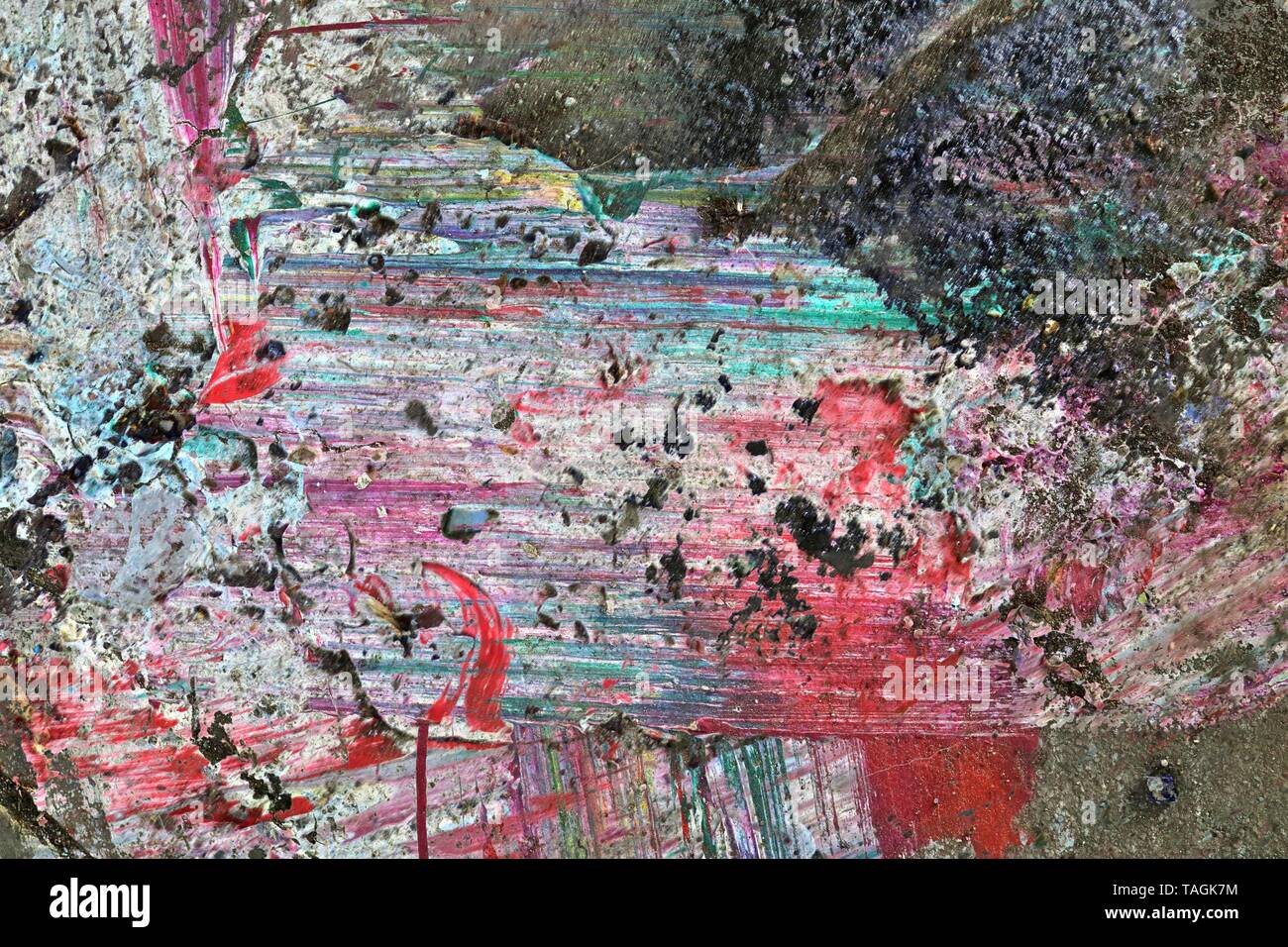 Colorful paint splashes at old and weathered concrete walls Stock Photo ...