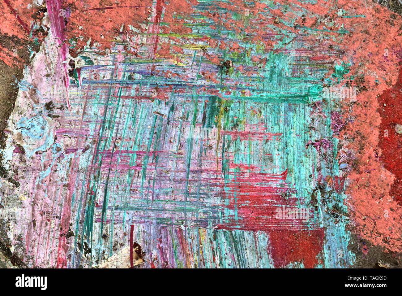 Colorful paint splashes at old and weathered concrete walls Stock Photo ...