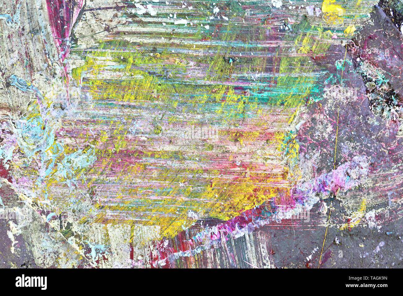 Colorful paint splashes at old and weathered concrete walls Stock Photo ...