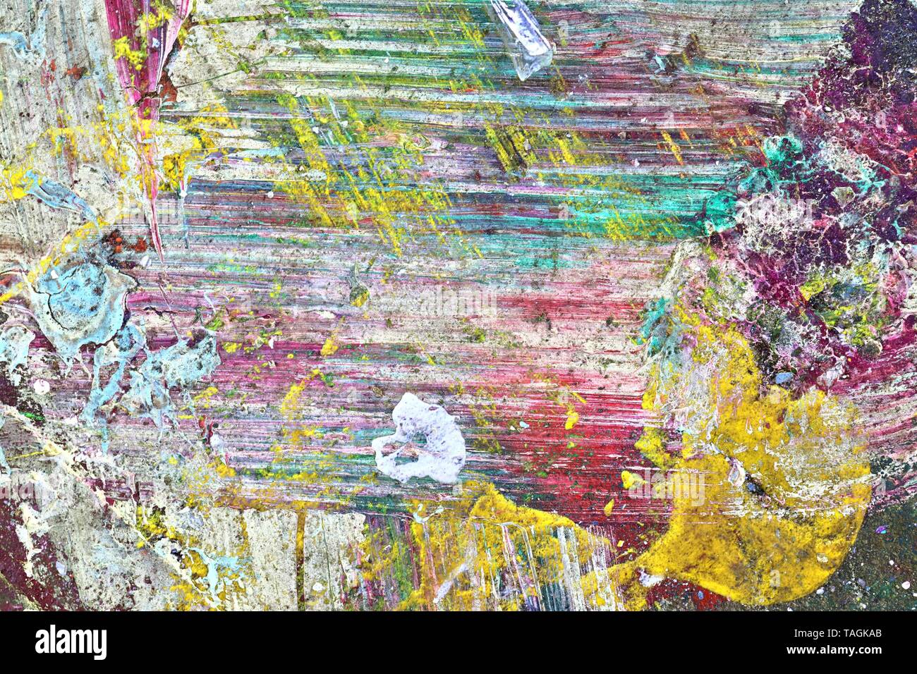 Colorful paint splashes at old and weathered concrete walls Stock Photo ...